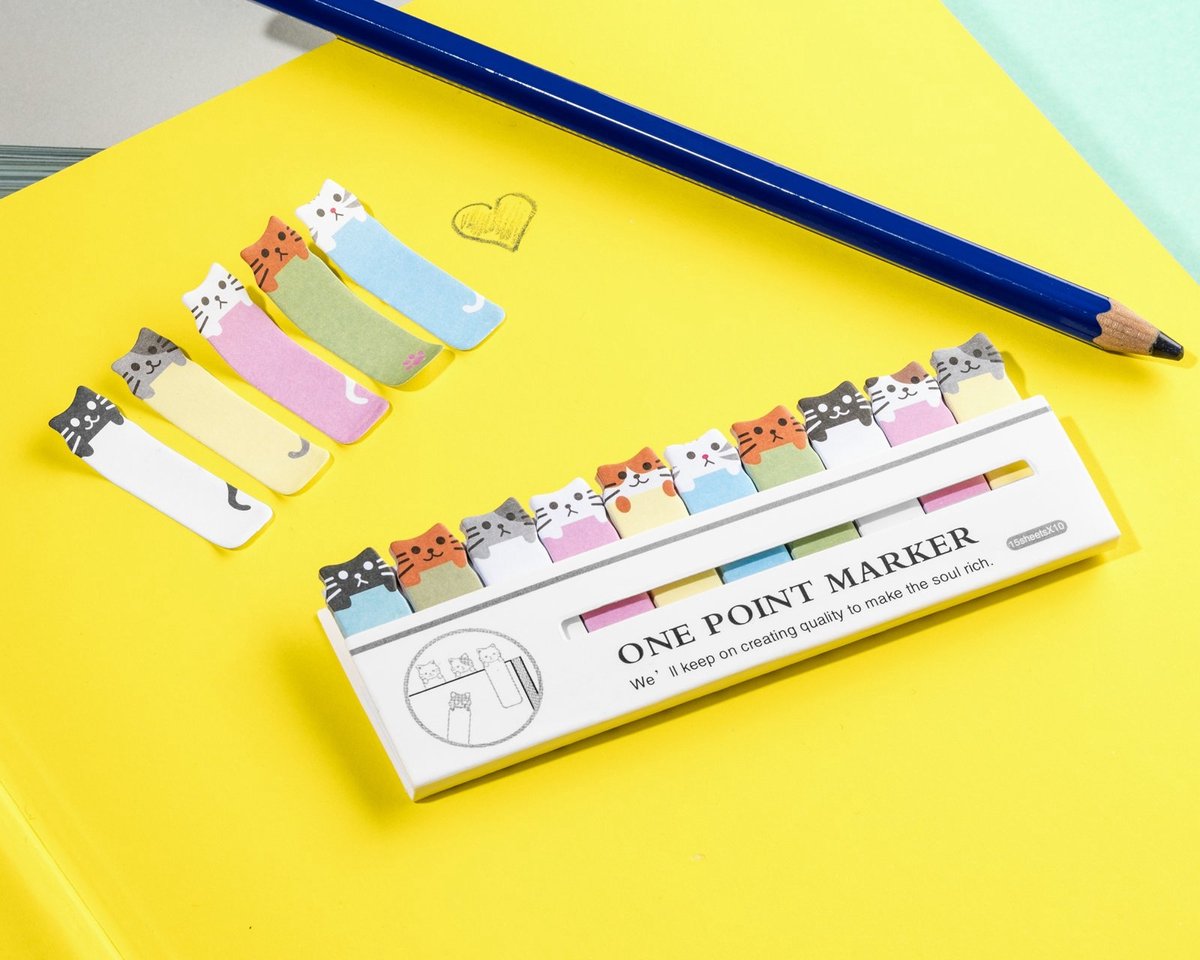 sticker marker Katten memo blaadjes pagina marker boekenlegger ...