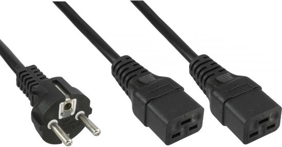Apparaat Y-snoer met 2 rechte C19 pluggen en rechte stekker - 3x 1,50mm ...