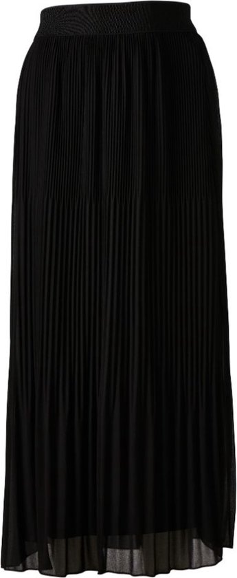 Dames plisse rok uni met elastische brede tailleband - zwart - lang ...