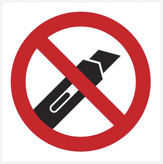Sticker/ pictogram | Geen breekmes gebruiken | Niet snijden ...