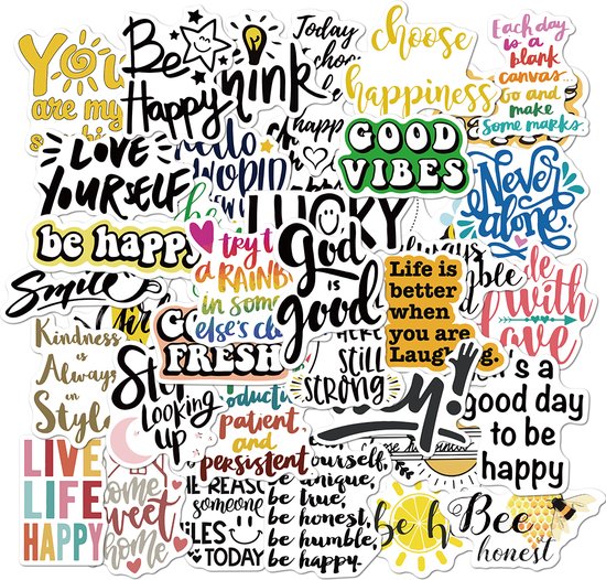 Positief Denken Stickers - Happy Life - Feel Good - set 50 stuks ...
