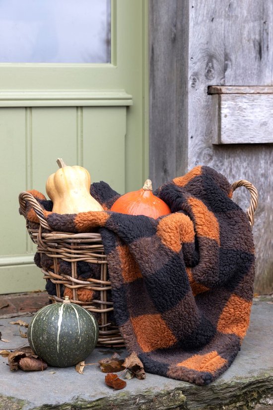 Mistral Home - PLAID - teddy - 150 x 200 cm - ruiten - roest- Duurzaam ...