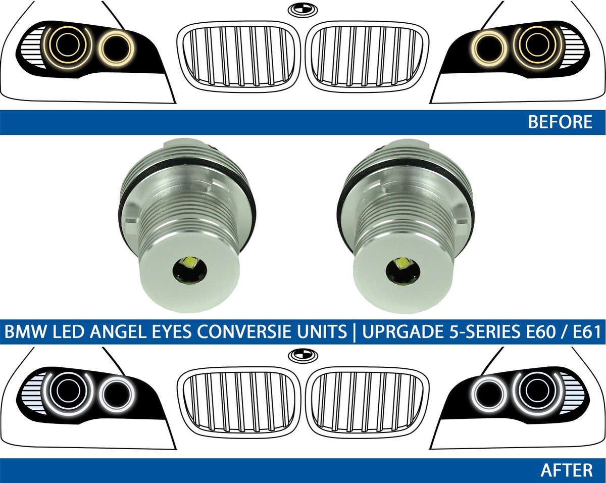 LED Angel Eyes upgrade kit 7000K BMW E39 E53 E60 E61 E63 E64 E65 E66 E87 (40W) | bol