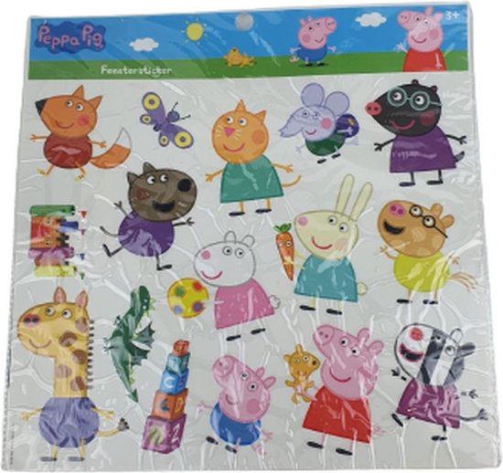Peppa pig venstersticker - Multicolor - Papieren stickers - Circa 14 ...