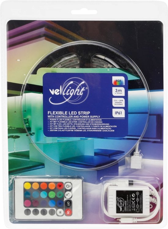 Perel Set met ledstrip, met 90 heldere 5050 leds, RGB-controller en ...