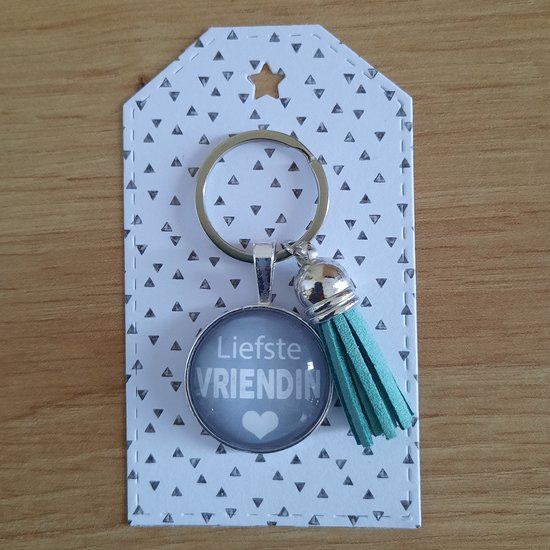 Sleutelhanger met teksthanger Liefste Vriendin grijs / groen | bol