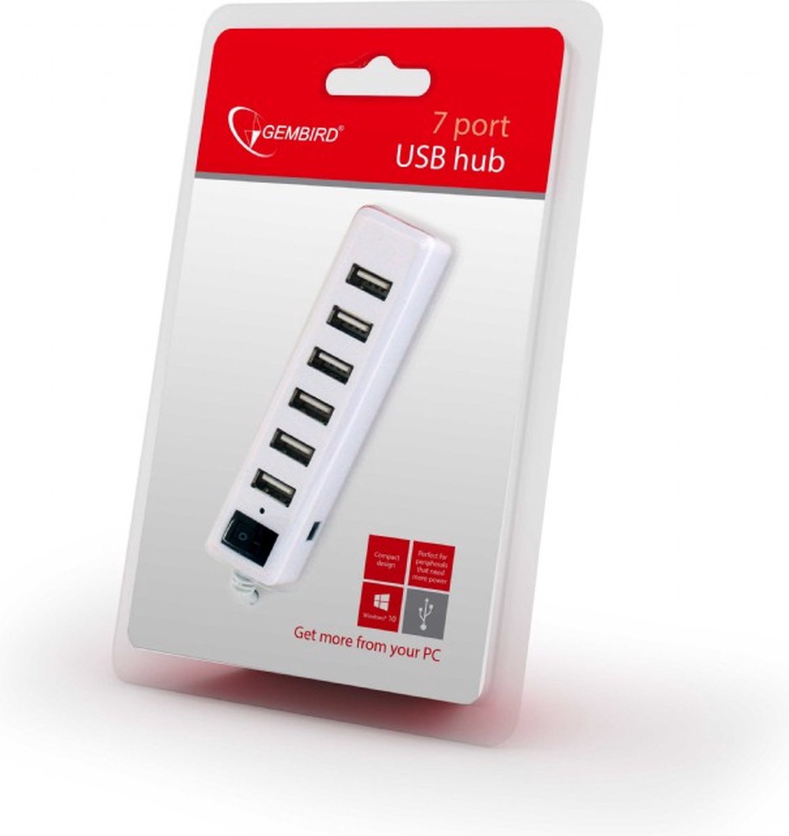 Gembird USB hub met 7 poorten en aan/uit schakelaar - USB2.0 ...