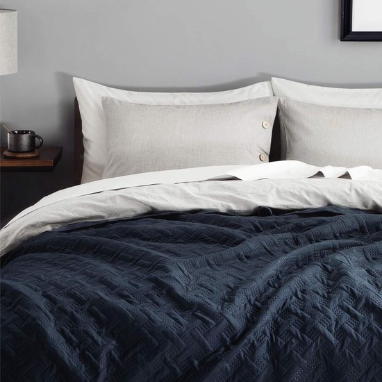 Bedsure Sprei, bedsprei, 220 x 240 cm, blauw - doorgestikt, sprei ...