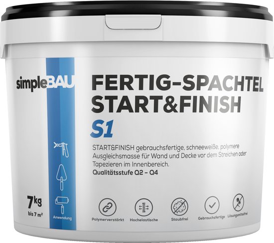 SimpleBau FERTIG-SPACHTEL START&FINISH S1 7KG, Plamuurmassa, Stucpasta ...
