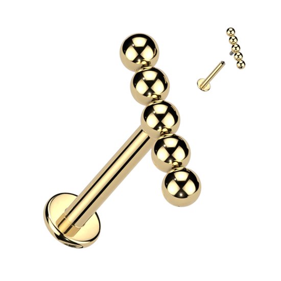 Titanium Piercing 7 balls 1.2x8 balk gold plated | bol.com