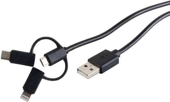 USB Lade-Sync Kabel 3in1 Micro/Typ C/8-pin St.2m | bol