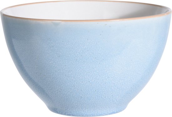 Siaki set van 4 porseleinen kommen in pastel blauw met reactief glazuur ...