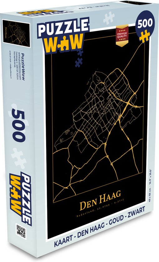 Puzzel Kaart - Den Haag - Goud - Zwart - Legpuzzel - Puzzel 500 stukjes ...