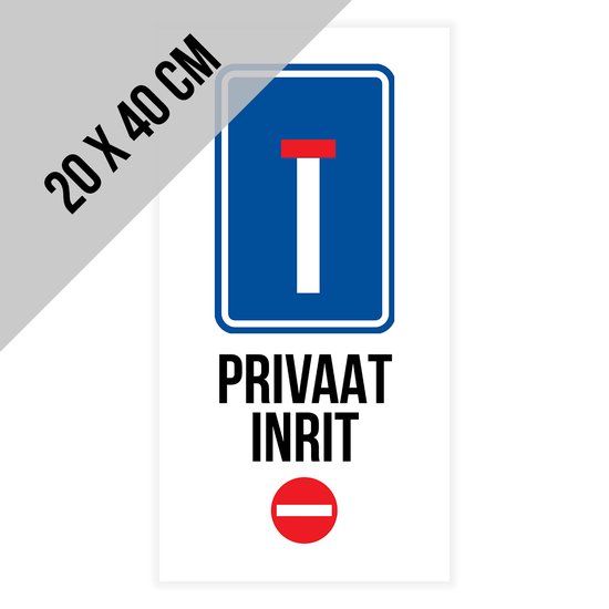 Pictogram/ bord | "Privaat inrit" | 20 x 40 cm | Dikte: 1 mm | Bord C2 ...