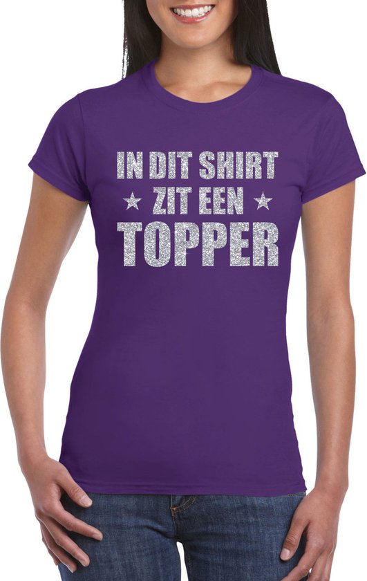 Toppers In dit shirt zit een Topper zilveren glitter t-shirt paars voor ...