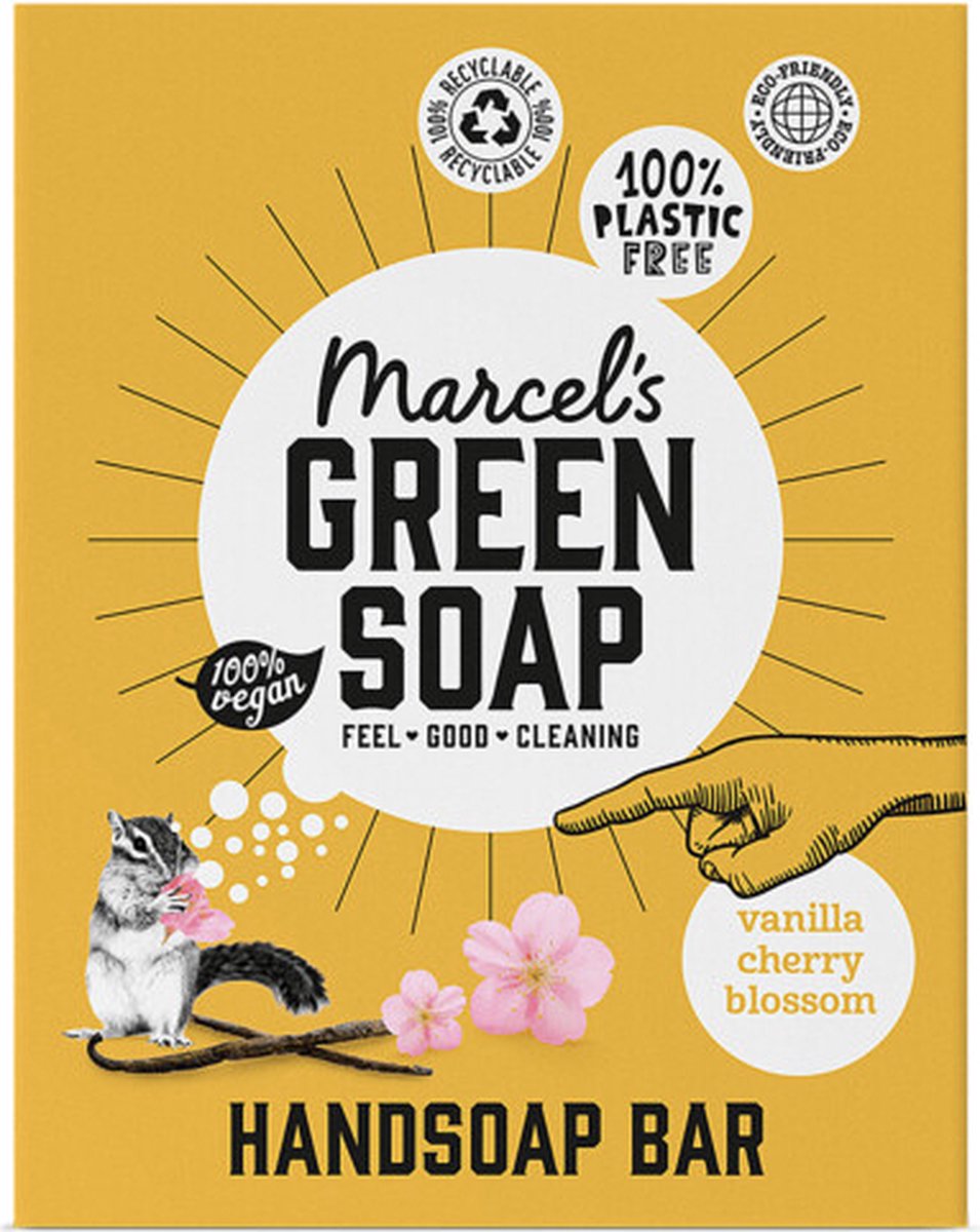Marcel's Green Soap Handzeep Bar Vanille & Cherry Blossom 90 gr | bol.com