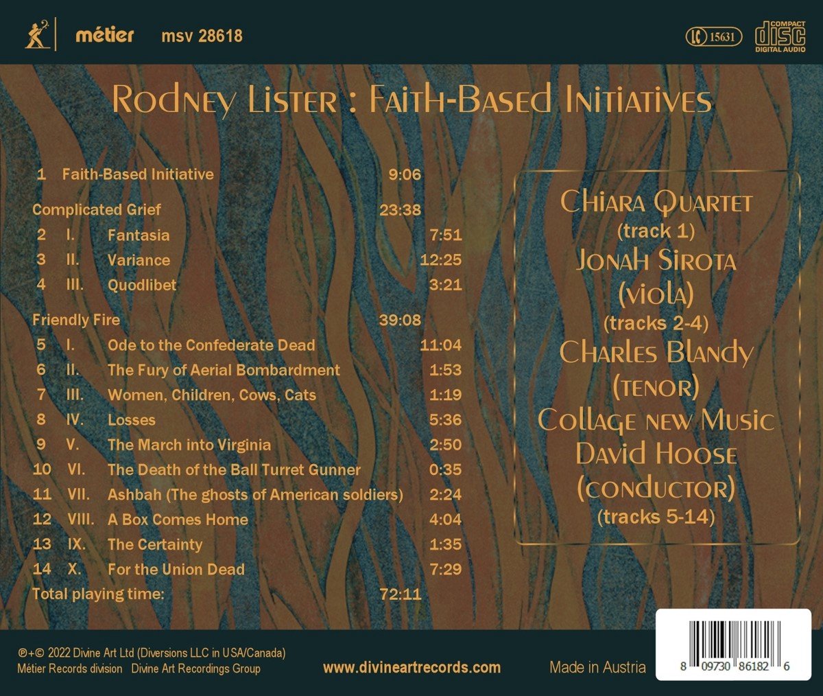 Charles Blandy, Jonah Sirota, Chiara Quartet - Lister: Faith-Based ...