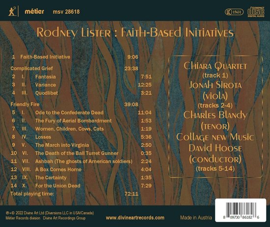 Charles Blandy, Jonah Sirota, Chiara Quartet - Lister: Faith-Based ...