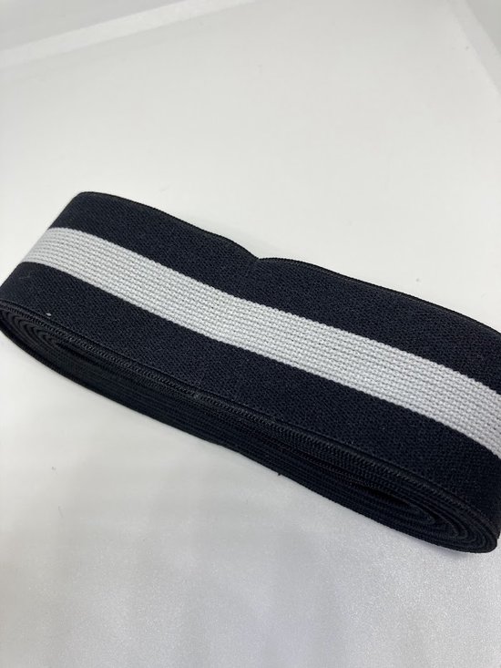 Elastiek Zwart met Witte streep 2,5 meter lang 3,5 cm breed | bol.com