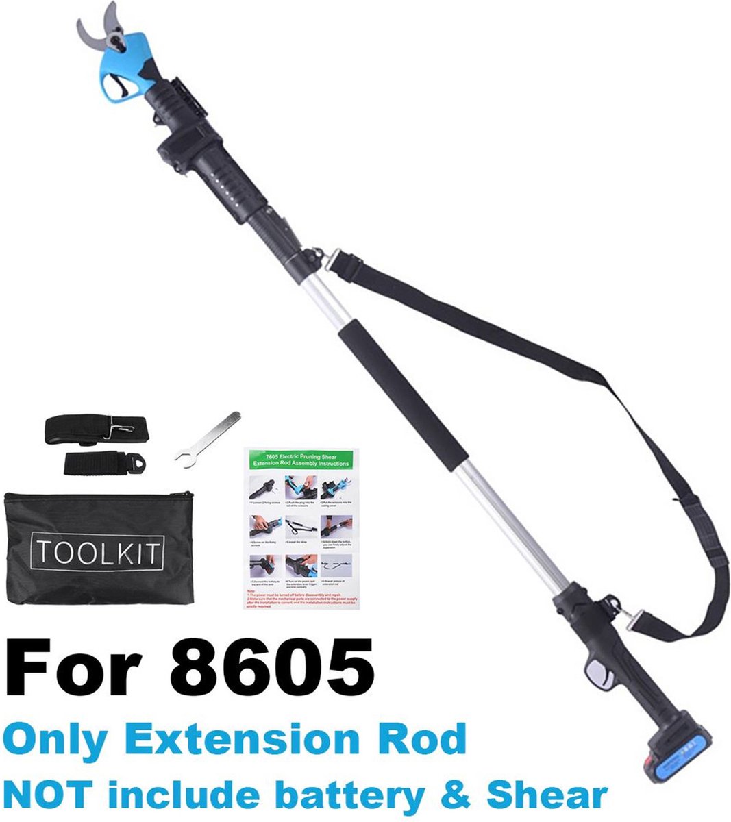 Sécateur - Télescopique 1,5-2,1 m Sécateur électrique Tige d'extension ...