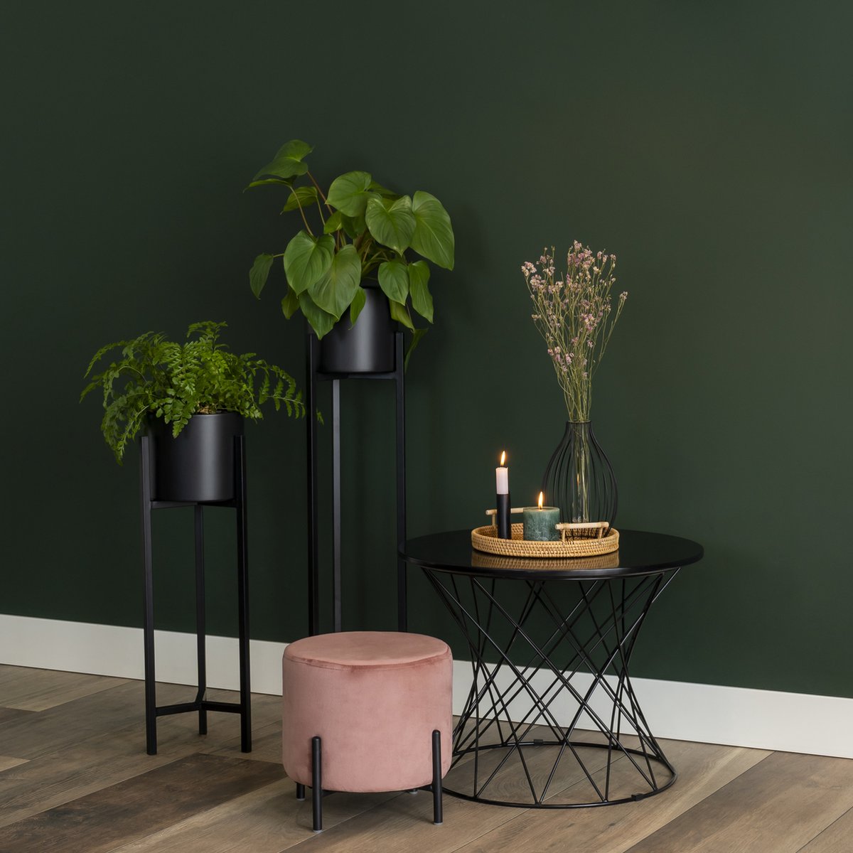 QUVIO Poef - Poef met vier metalen poten - Poefs - Woonaccesoires ...