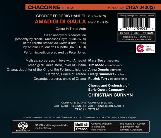 Handel Amadigi Di Gaula (Super Audio CD), Tim Mead Anna Dennis Mary ...