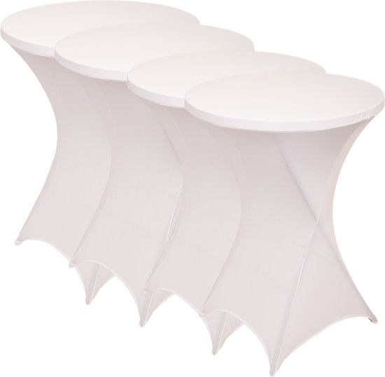 Statafelrok Wit x 4 – ∅80-85 x 110 cm – Statafelhoes Stretch 4 Stuks – Tafelhoezen... | bol.com