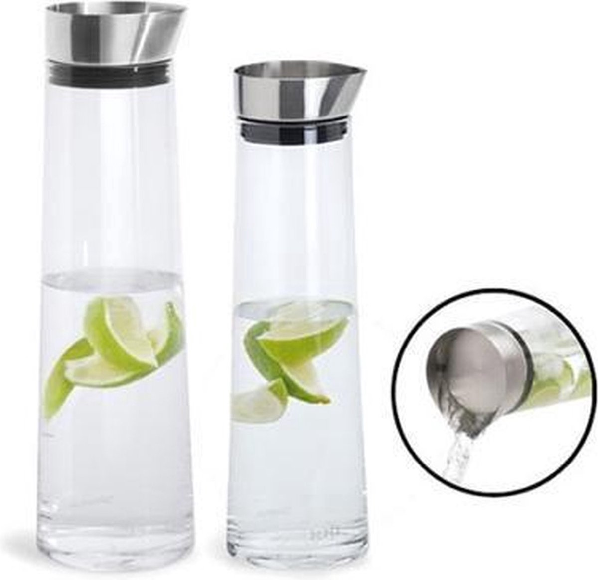 TeeDee - Waterkaraf - Waterkan met deksel - Karaf - 1 liter - Glas en ...