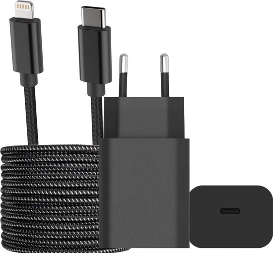 Oplader iPhone 14 - Snellader met Apple Lightning oplaadkabel - 3 Meter ...