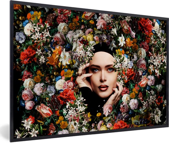 Fotolijst incl. Poster - Bloem - Vrouwen - Portret - Botanisch - 90x60 ...
