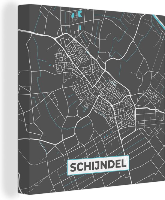 Canvas Schilderij Kaart - Schijndel - Plattegrond - Stadskaart - 90x90 ...