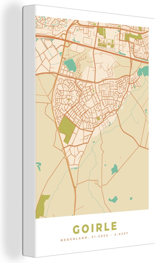 Canvas Schilderij Goirle - Plattegrond - Stadskaart - Kaart - 60x90 cm ...