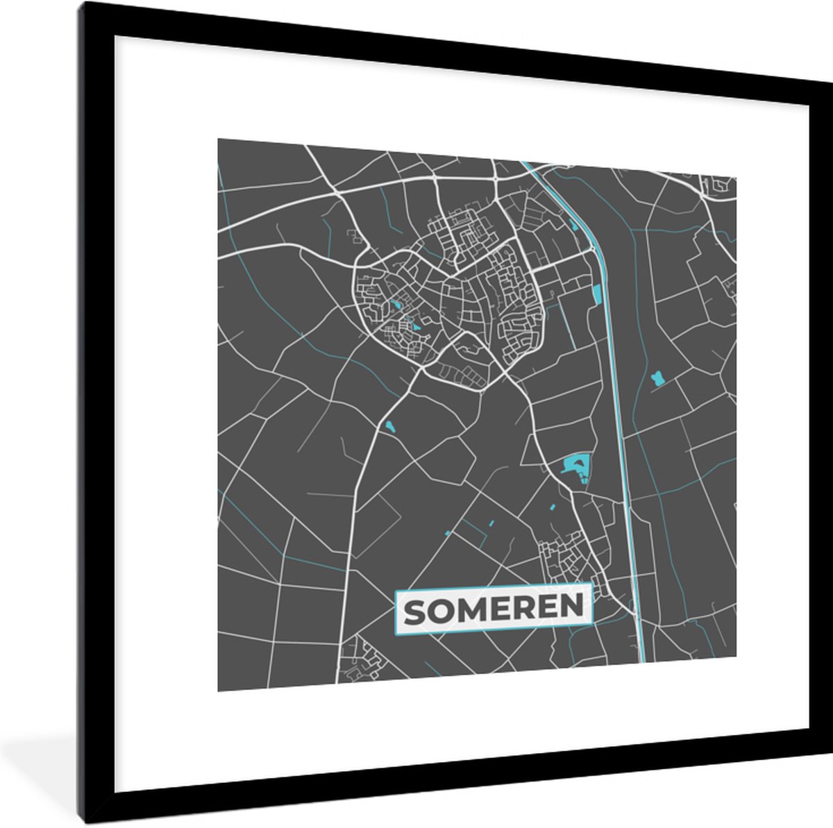Fotolijst incl. Poster - Plattegrond - Someren - Kaart - Stadskaart ...