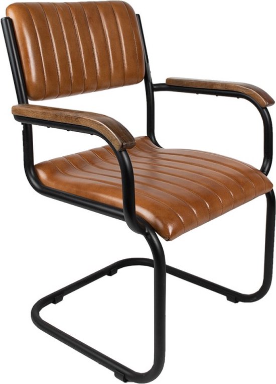 Eetkamerstoel met Armleuning 62*60*86 cm Bruin Leder Stoel ...