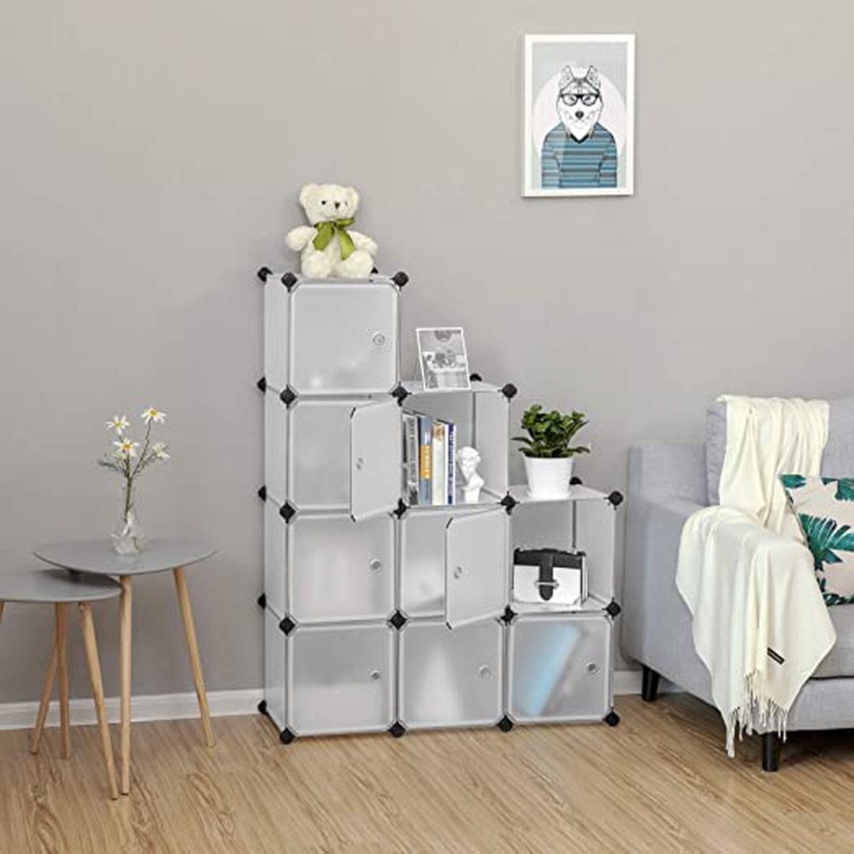 Kast - Opbergkast - rekkensysteem - 9 kubussen - plastic garderobe ...