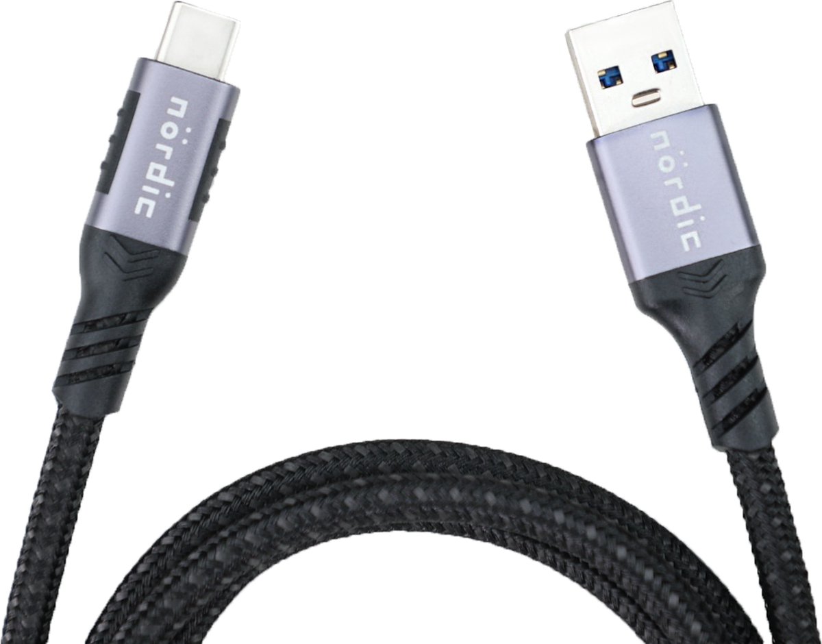 NÖRDIC USBC-N1364 USB-C naar USB-A kabel - USB3.2 Gen1 - 3A 5Gbps- PD ...