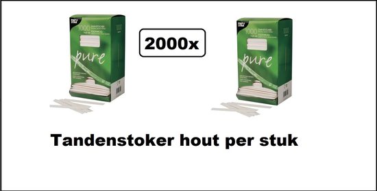 2000x Tandenstoker hout per stuk verpakt - Tanden stoker restaurant ...
