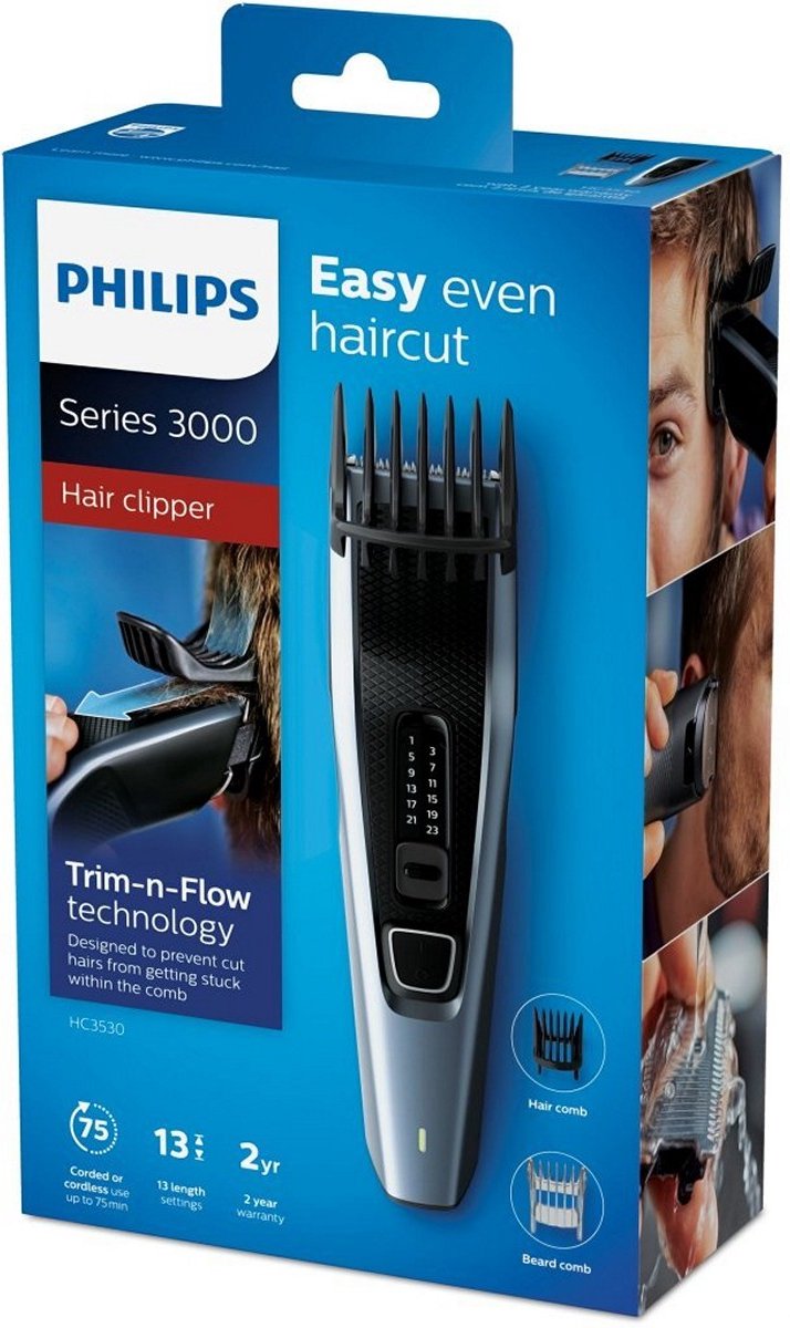 Philips HC3530/15 Hairclipper Series 3000 Tondeuse Zwart/Blauw | bol.com