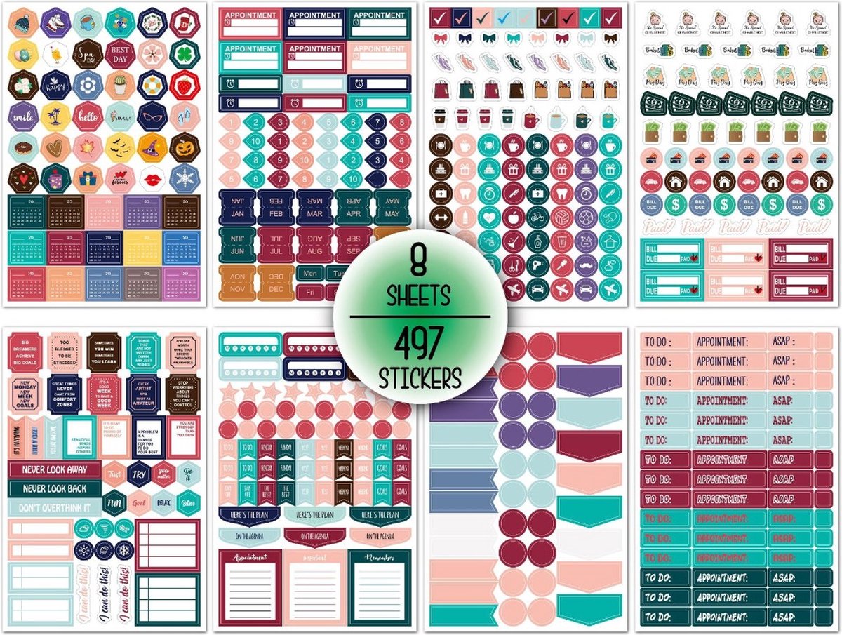 LBB - Bullet journal stickers - Set - 8 sheets - Agenda stickers ...