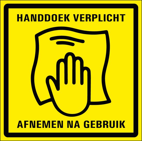 Handdoek gebruiken verplicht sticker 50 x 50 mm - 10 stuks per kaart | bol