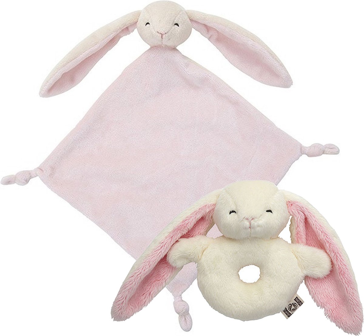 Pluche dieren setje konijnen knuffels rammelaar van 15 cm en ...