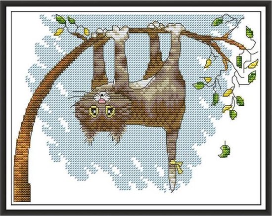 Artstudioclub® borduurpakketten volwassenen 34x25cm Hangende kat | bol.com