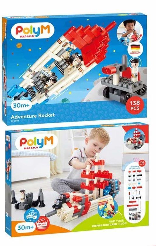 Polym Build & Play Adventure Rocket Bouwblokken 138-delig - 30m+ | bol