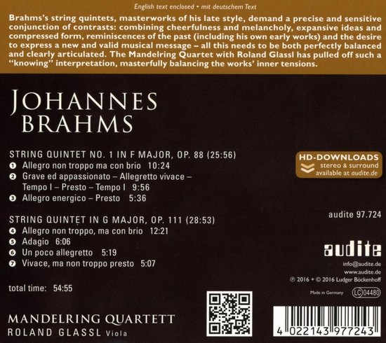 Brahms: Complete String Quintets, Mandelring Quartet | CD (album) | Muziek | bol.com