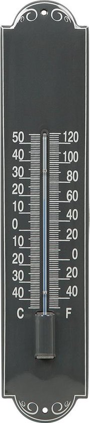 Thermometer emaille grijs deco 6,5x30cm | bol