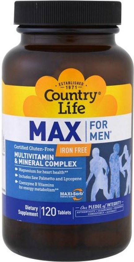 Max for Men- Multivitamin & Mineral Complex- Iron-Free (120 tablets ...