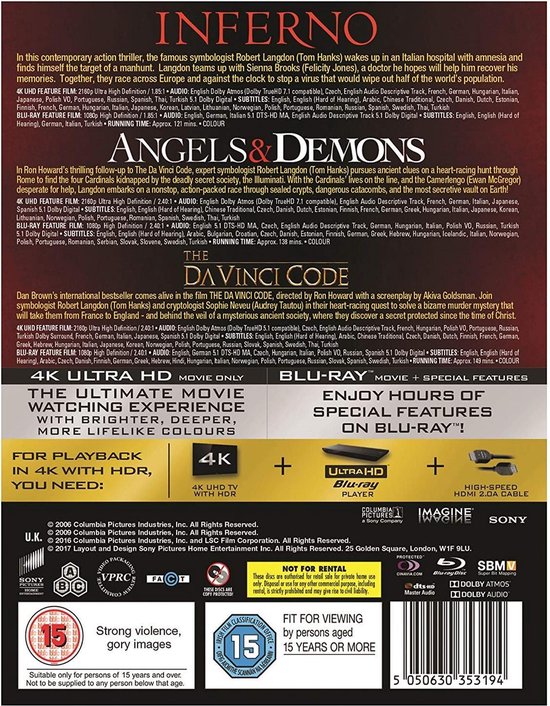 Da Vinci Code/angels And Demons/inferno (Blu-ray) | Dvd's | bol