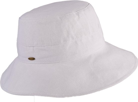 Scala - UV werende katoenen bucket hoed voor dames - Wit | bol.com
