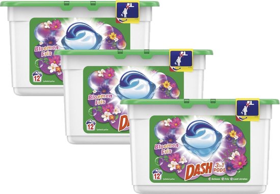 Dash - 3 in 1 Pods - Bloesemfris - 36 wasbeurten ( 3x 12 stuks) | bol.com