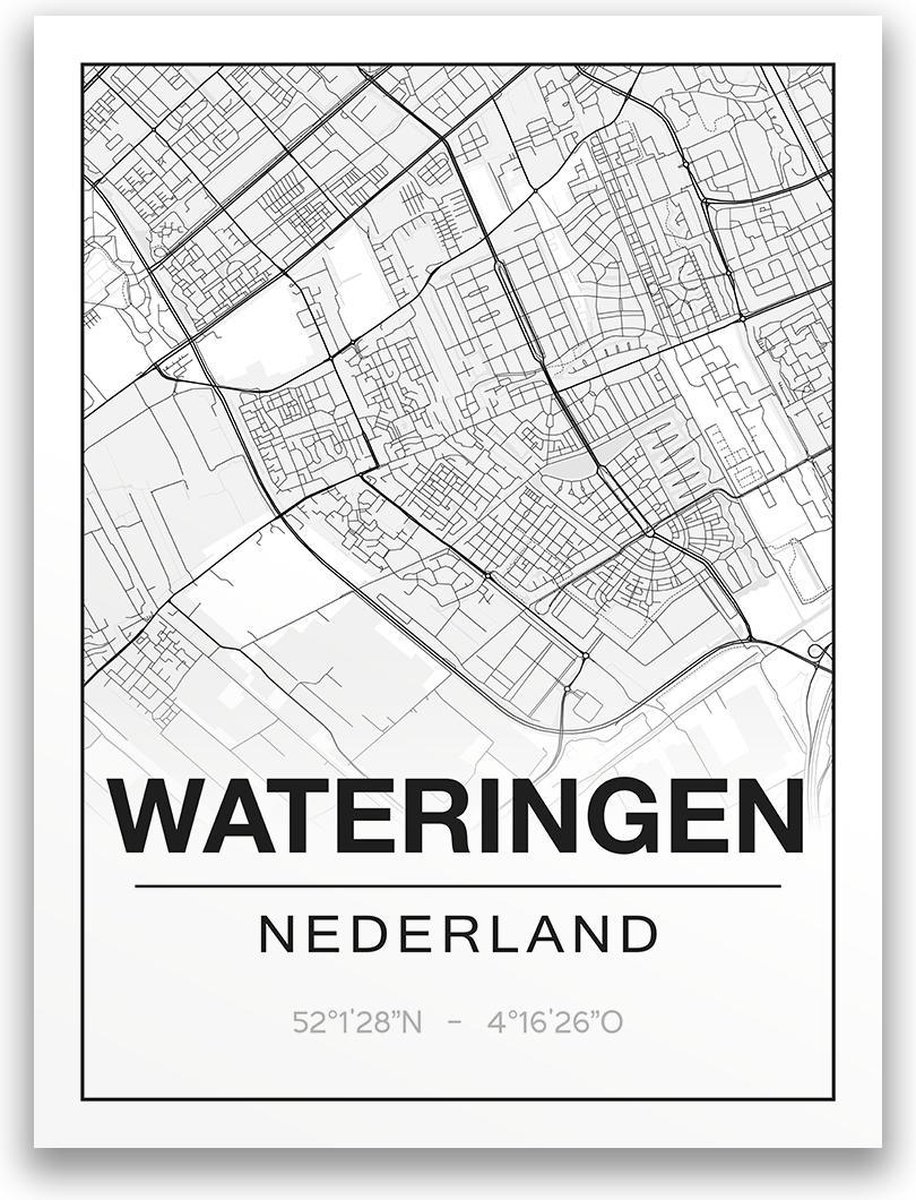 Poster/plattegrond WATERINGEN - 30x40cm | bol.com